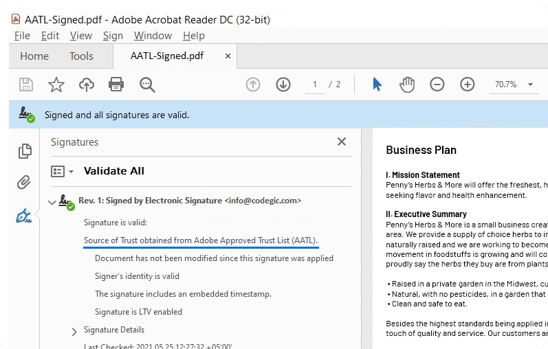 AATL PDF Digital Signatures - Codegic